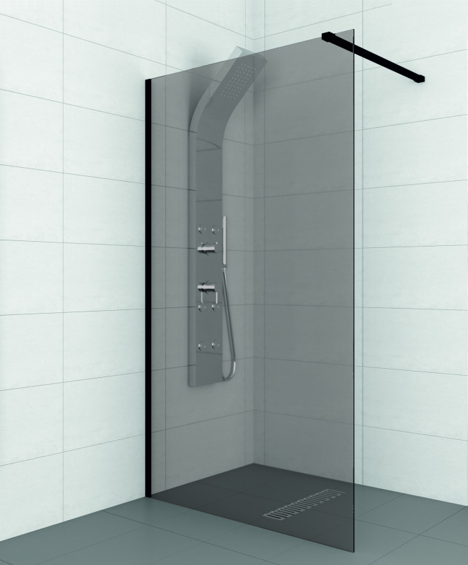 Walk-in COPEN MONTE DARK 1000x2000 crni mat ram 8mm grey staklo | Aqua ...